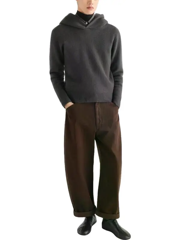 LEMAIRE Hooded Sweater In Cashmere - Grey