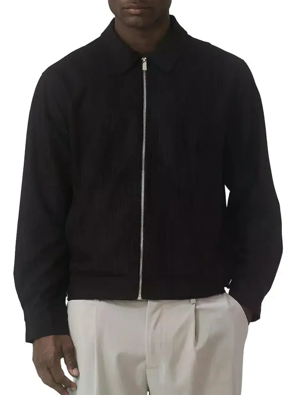 MAUVAIS Savile Pinstripe-pattern Zip-up Jacket - Black