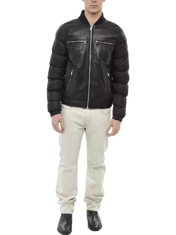 DIESEL® L-boy-pu Panelled Bomber Jacket - Black