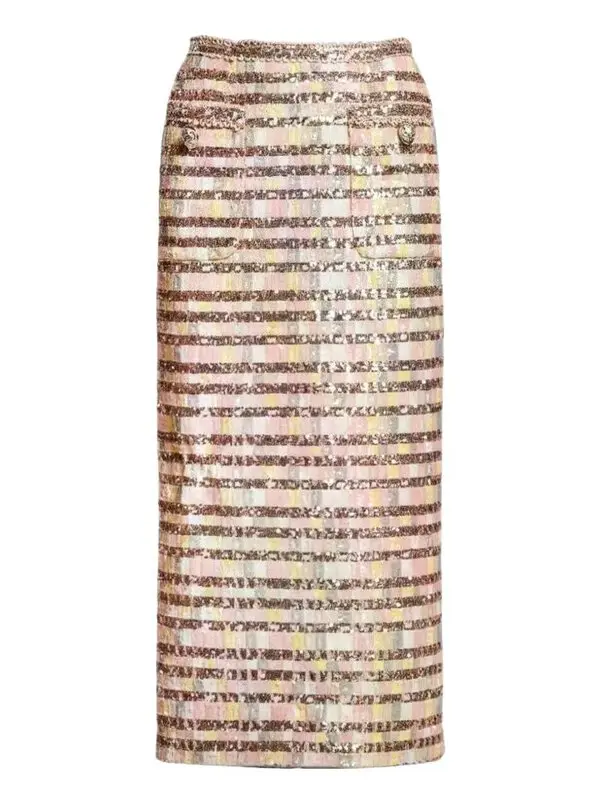 Elie Saab Sequin-embellished Midi Skirt - Neutrals