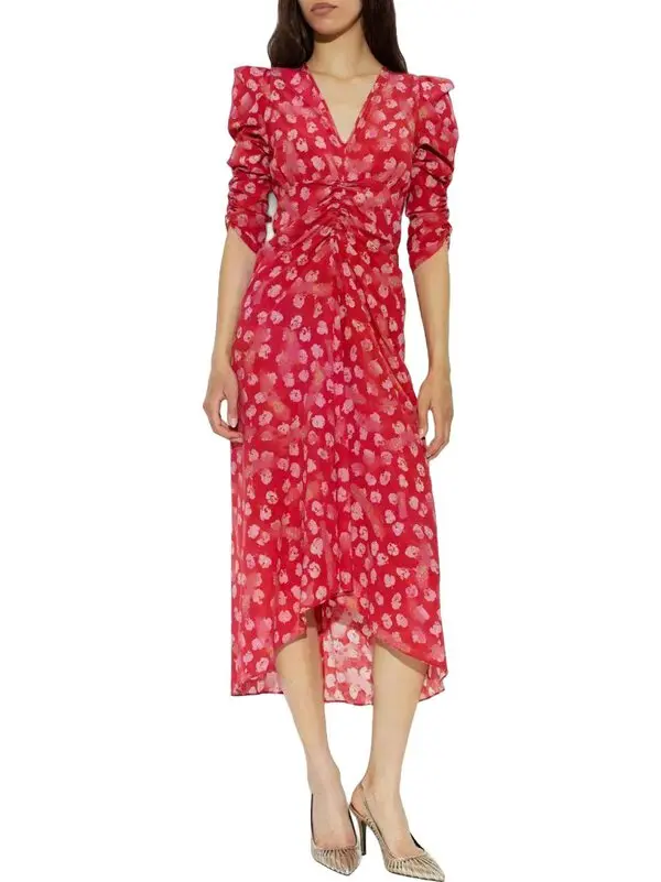 Isabel Marant Étoile Albini Ruched-detail Asymmetric Dress - Red