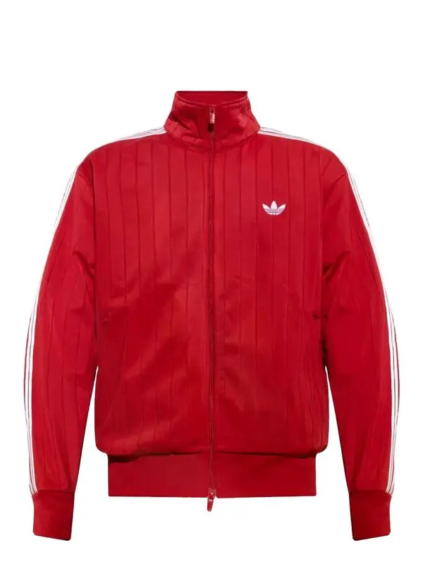 Adidas Logo-embroidered Zip-up Sweater - Red