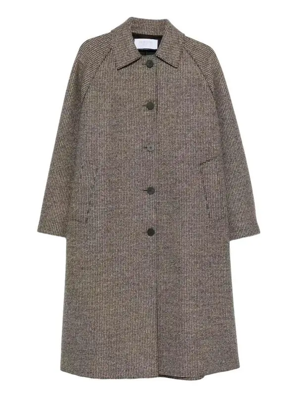 Harris Wharf London Houndstooth-pattern Single-breasted Coat - Brown