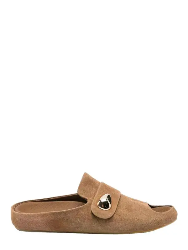 SERGIO MORETTI FIRENZE Embellished Peep-toe Slippers - Brown