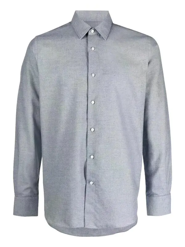 Canali Buttoned-up Long-sleeved Shirt - Blue