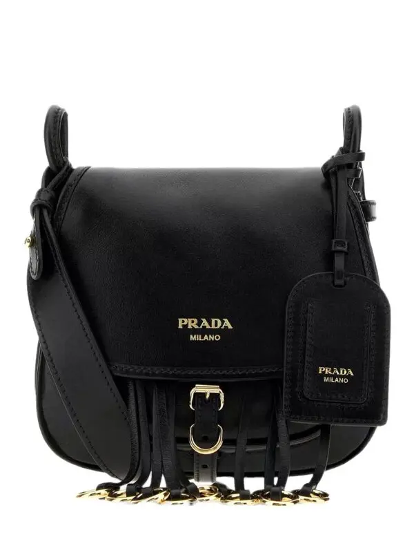 Prada Fringe-detail Leather Shoulder Bag - Black