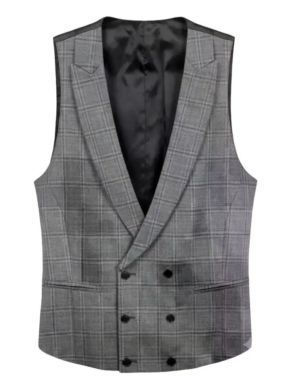 ROBERTO VINCENTI Check Pattern Waistcoat - Grey