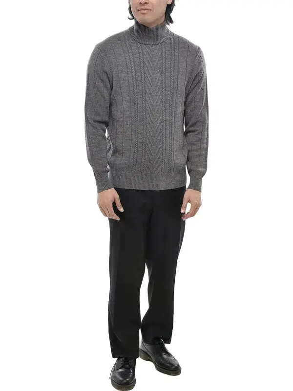 PAOLO PECORA Cable-knit Mock-neck Sweater - Grey