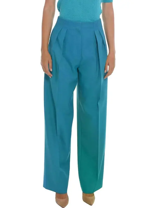 SUPER BLOND Pleated Wide-leg Trousers - Blue