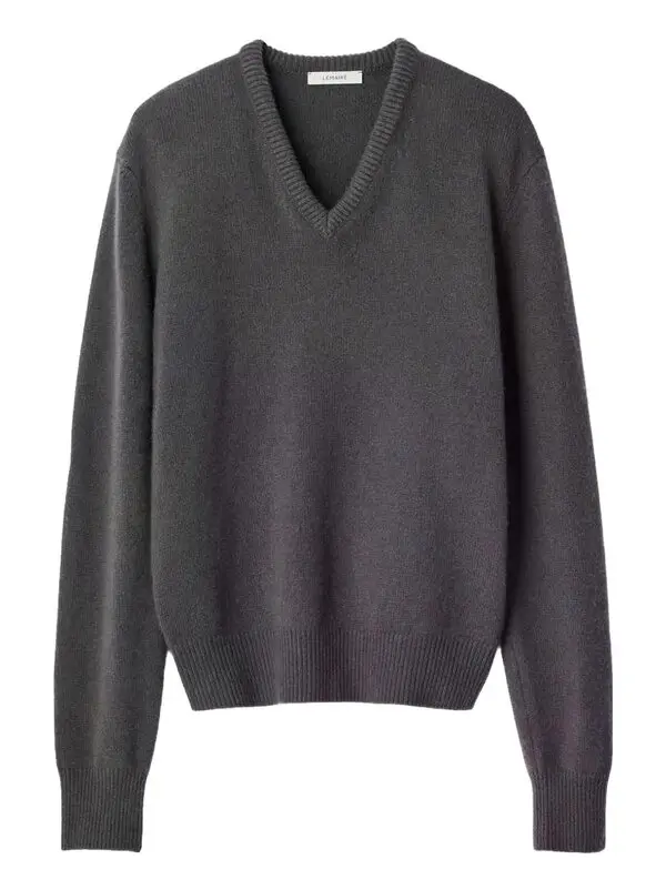 LEMAIRE Cashmere V-neck Sweater - Grey