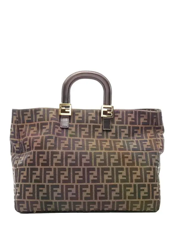Fendi 20th Century Large Zucca Canvas Twins Tote Bag - Brown