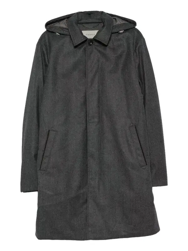Canali Hooded Concealed-fastening Coat - Grey