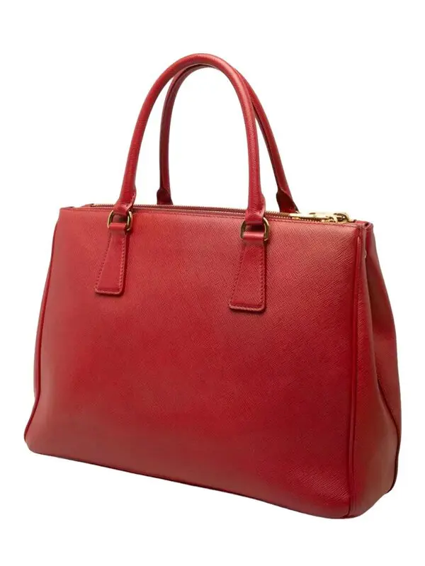 Prada 2010-2026 Large Saffiano Lux Galleria Double Zip Satchel - Red