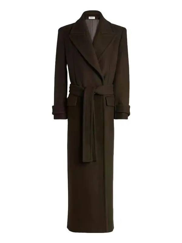 Balmain Belted Wool Cloth Coat - Brown