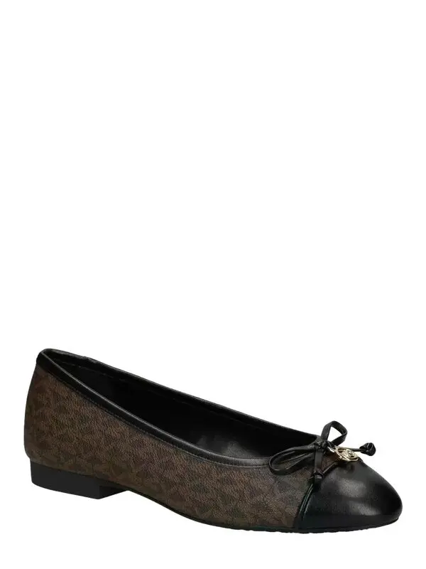 Michael Kors Piper Flex Logo-print Bow-detail Ballet Flats - Brown
