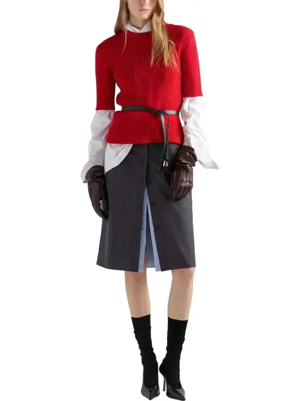 Prada Ribbed-knit Wool Sweater - Red