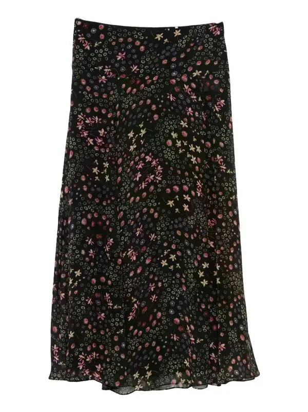 MARANT ETOILE Floral-print Silk Maxi Skirt - Black