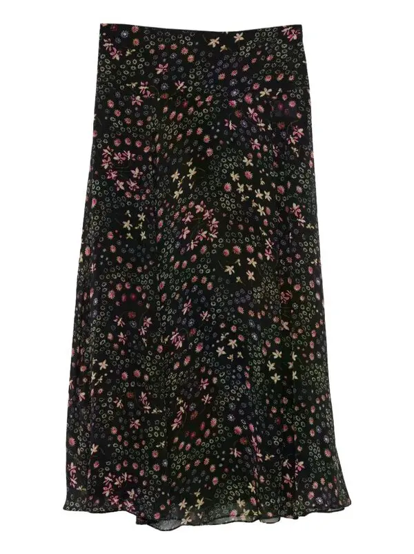 MARANT ETOILE Floral-print Silk Maxi Skirt - Black