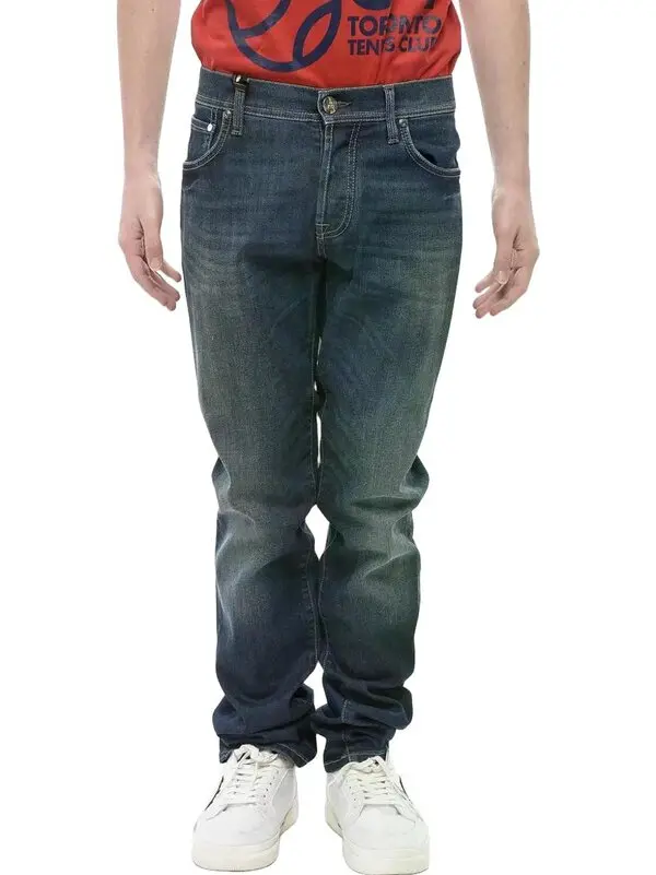 Corneliani Contrasting-stitch Five-pocket Regular-fit Denim Jeans - Blue
