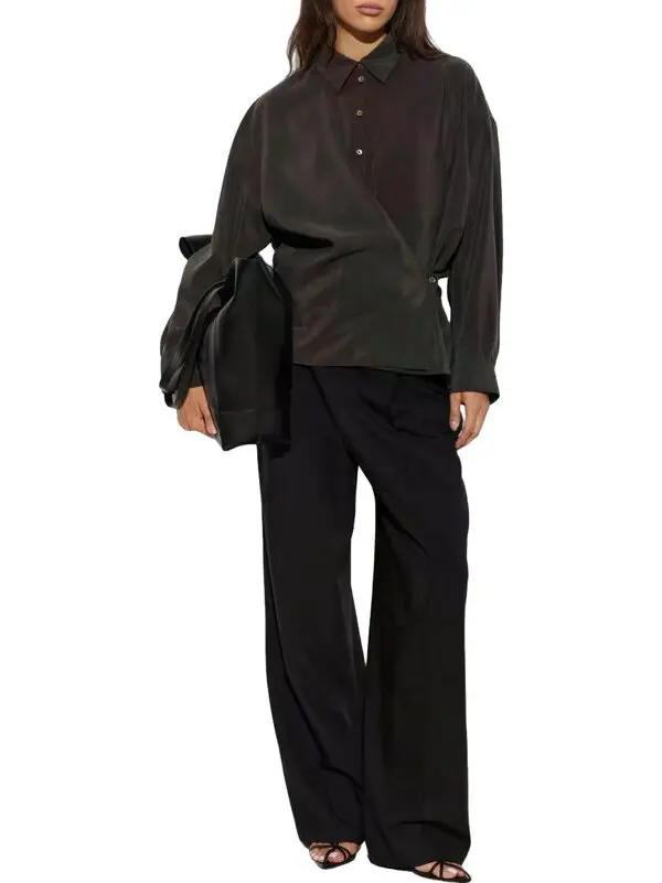 LEMAIRE Wrap-style Long-sleeve Shirt - Brown
