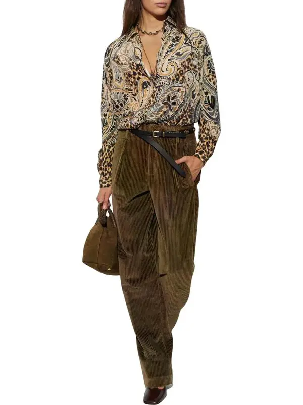 Etro Corduroy Pleated Trousers - Brown