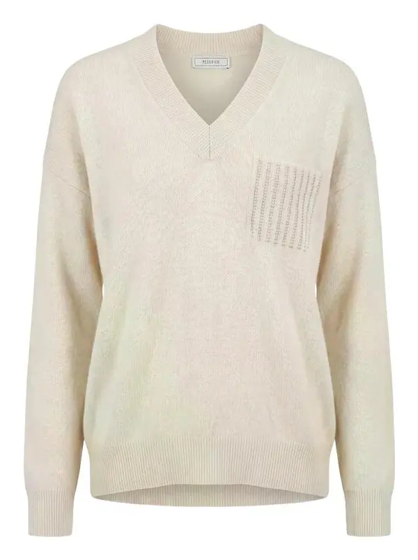 Peserico V-neck Patch-pocket Sweater - Neutrals