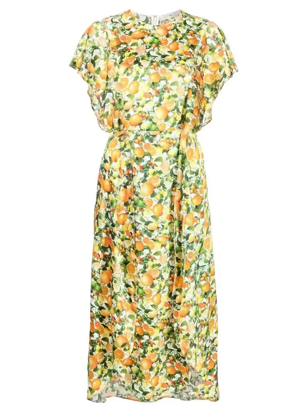 Stella McCartney Fruit-print Short-sleeve Silk Dress - Multicolour