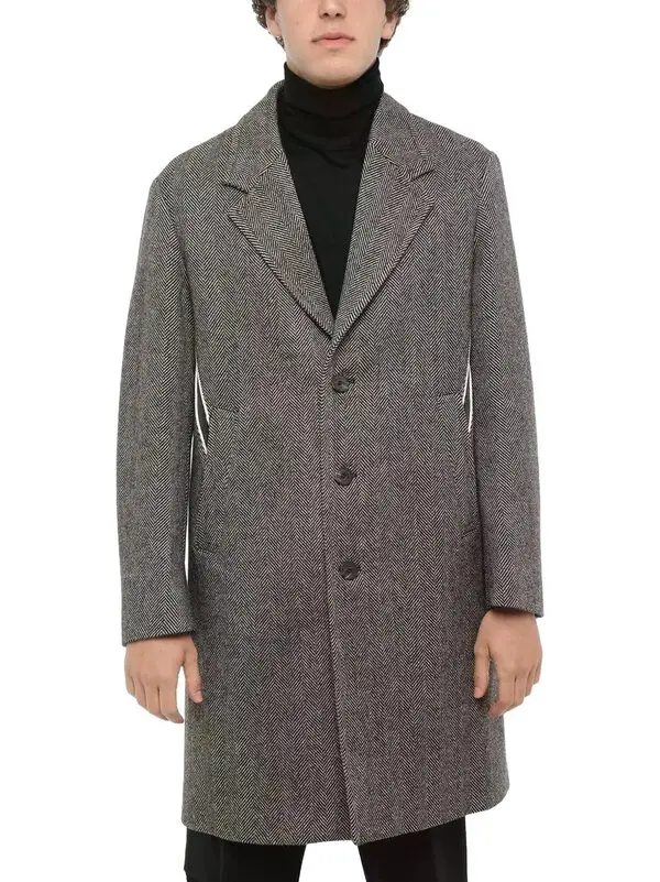 Neil Barrett Herringbone-pattern Single-breasted Coat - Black