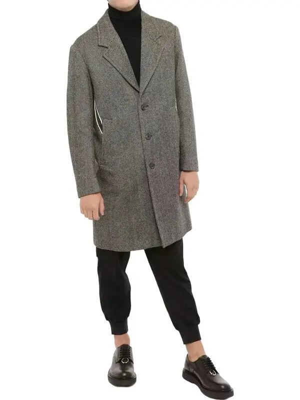 Neil Barrett Herringbone-pattern Single-breasted Coat - Black