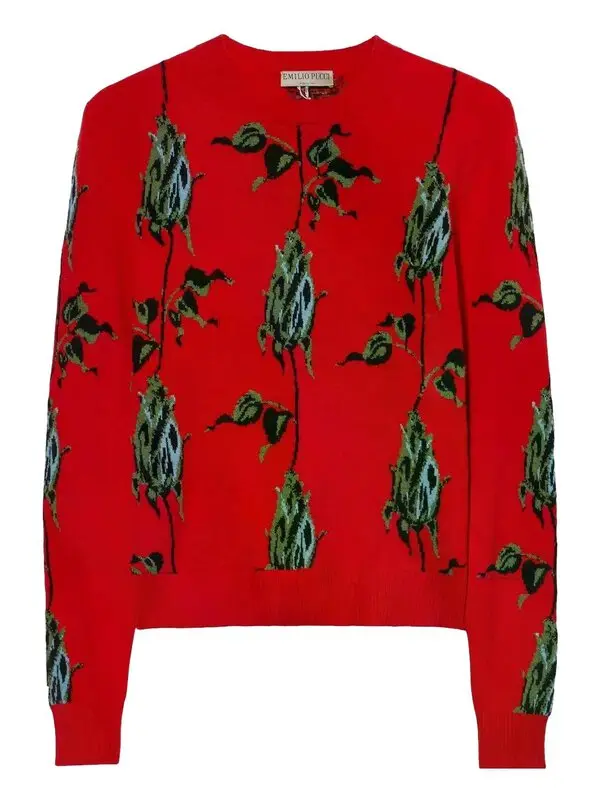 Emilio Pucci Floral Woollen Jumper - Red