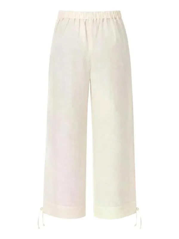 120% Lino Drawstring Palazzo Pants - Neutrals