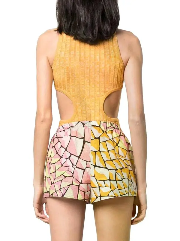 Emilio Pucci Cut-out Silk Bodysuit - Orange