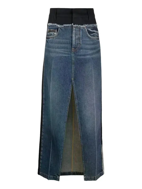 Stella McCartney Panelled Denim Maxi Skirt - Blue