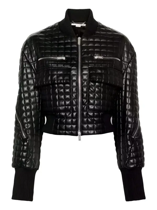 Stella McCartney Zip-up Quilted Leather Jacket - Black