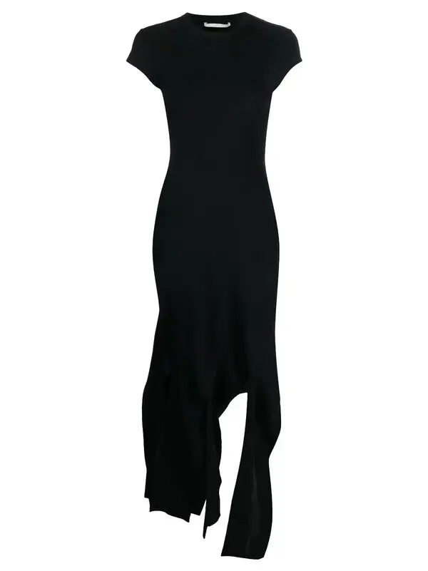 Stella McCartney Fringe-hem Striped Midi Dress - Black