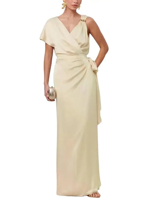 SAVEL One-shoulder Draped Maxi Dress - Neutrals