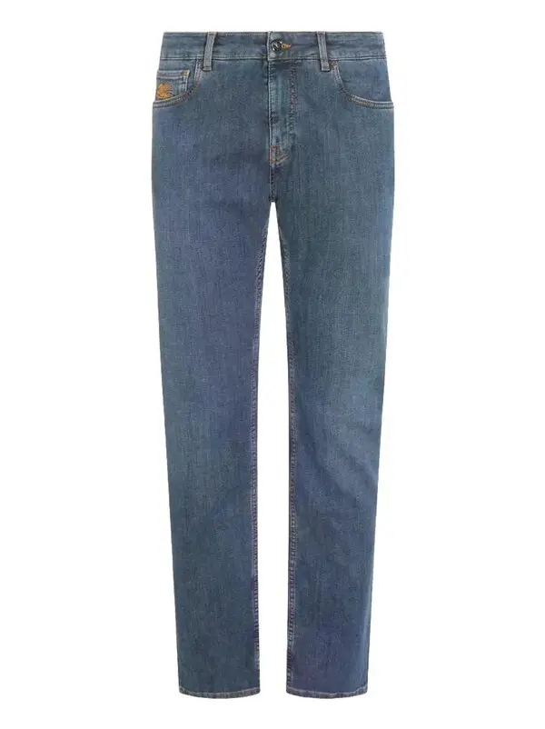 Etro Pegasus-embroidered Jeans - Blue
