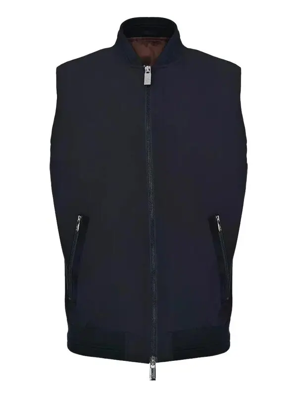 Pal Zileri Zip-up Ribbed-trim Waistcoat - Blue