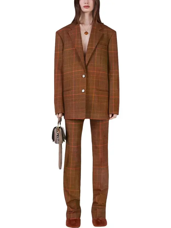Stella McCartney Prince Of Wales Check-pattern Wool Blazer - Brown