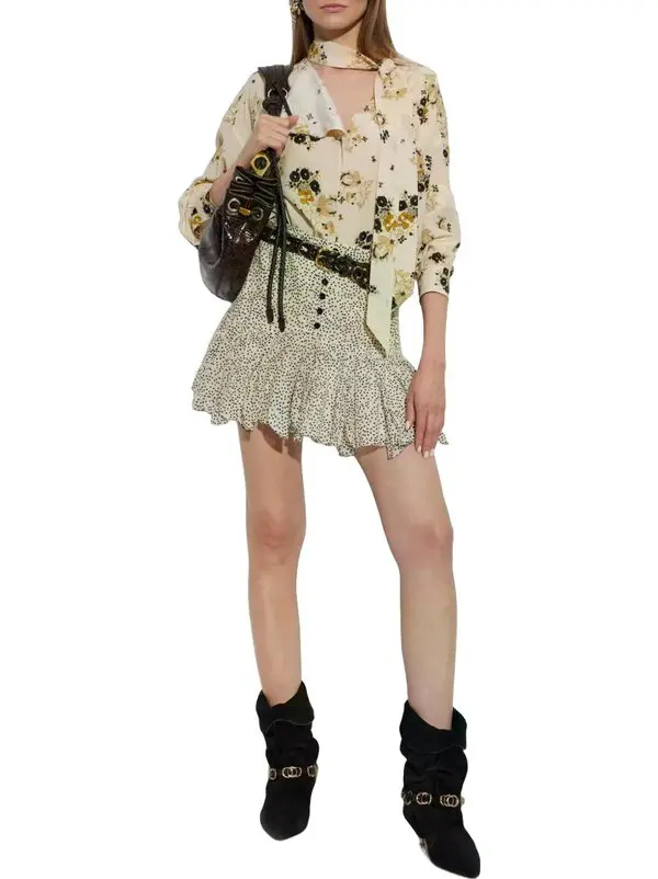 Isabel Marant Étoile Floral-print Tie-neck Top - Neutrals