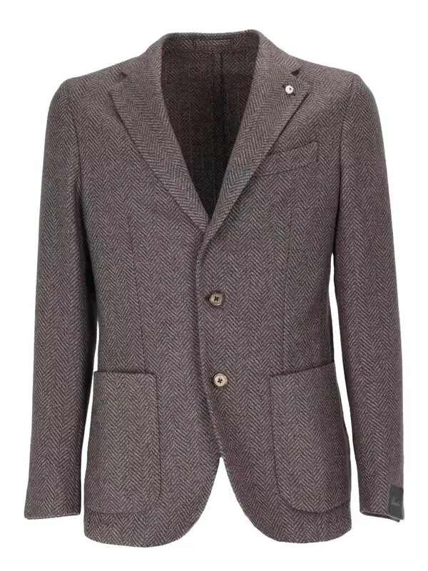BRANDO Herringbone-pattern Blazer - Brown