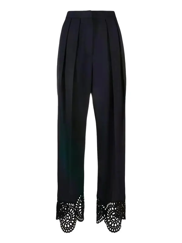 Stella McCartney Broderie Anglaise-trimmed Trousers - Blue