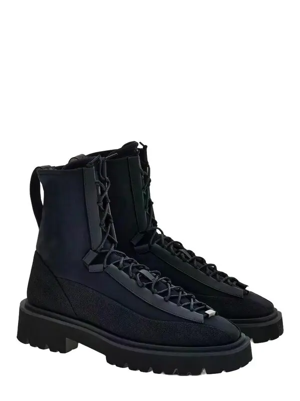 FERRAGAMO Lace-up Combat Boots - Black