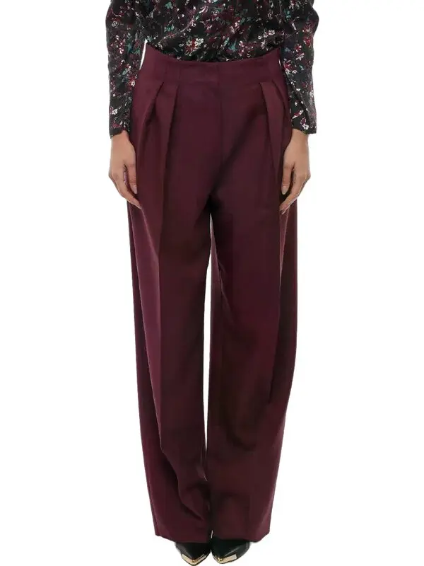 SUPER BLOND Pleated Wide-leg Trousers - Red