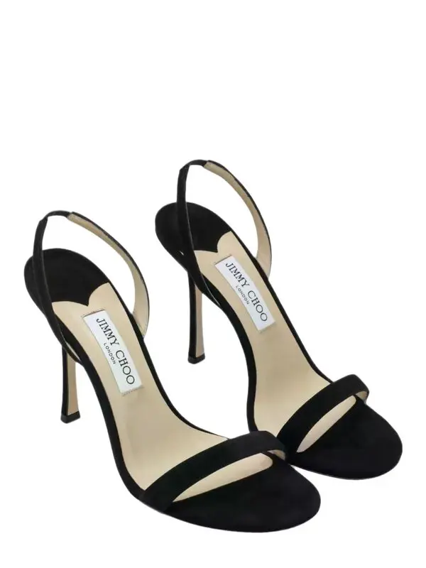 JIMMY CHOO Jenn 100 Suede Slingback Sandals - Black