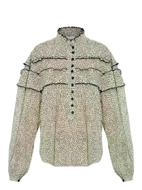 MARANT ETOILE Doane Ruffled Polka-dot Top - Neutrals