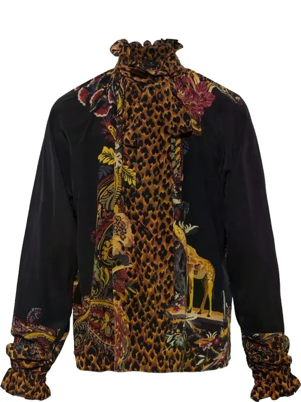 Etro Animal-print Silk Top - Black