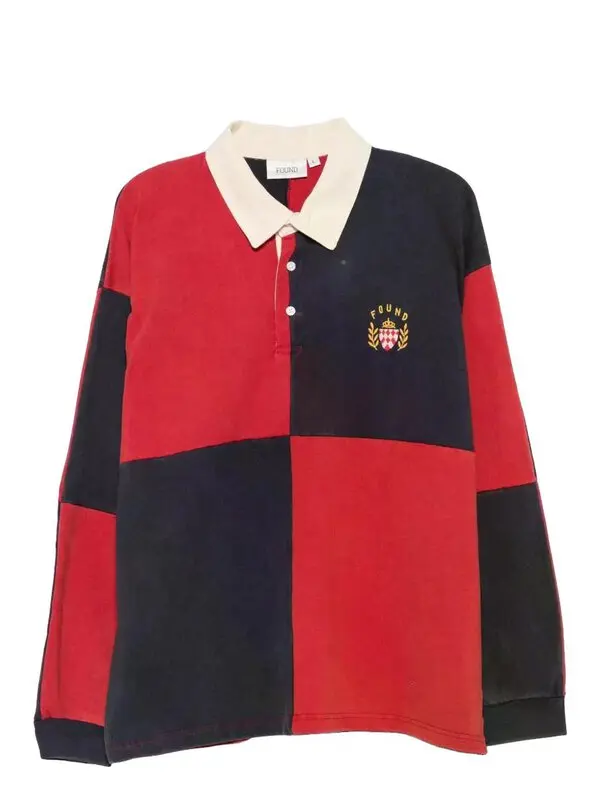 FOUND Colour-block Logo-embroidered Polo Shirt - Red