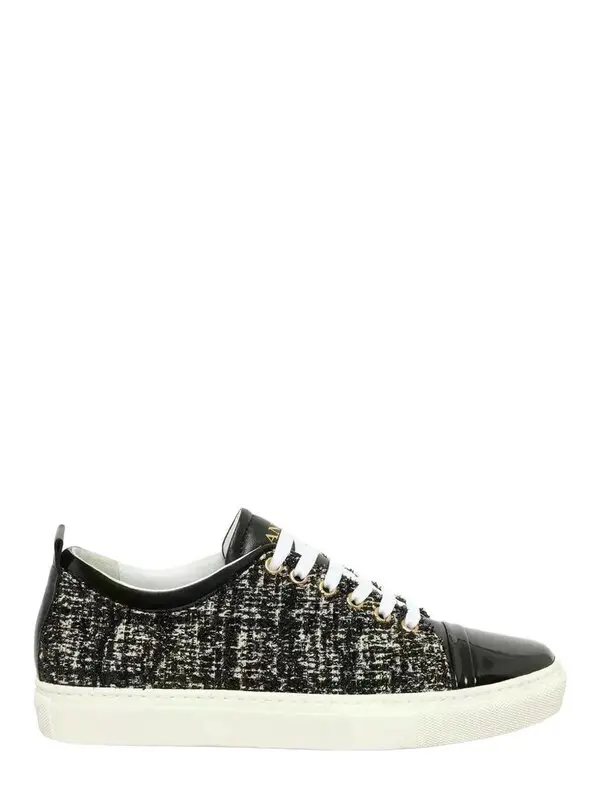 LANVIN Tweed Patent-leather Sneakers - Black