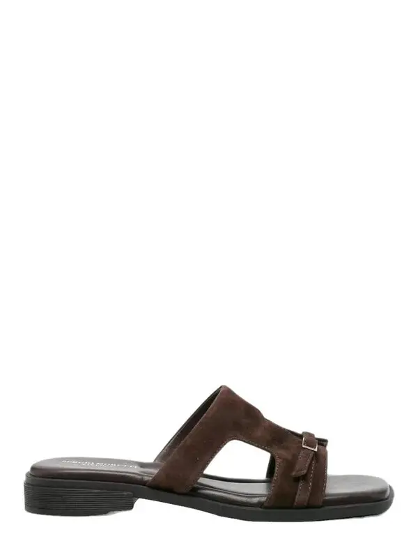 SERGIO MORETTI FIRENZE Buckle-detail Suede Sandals - Brown